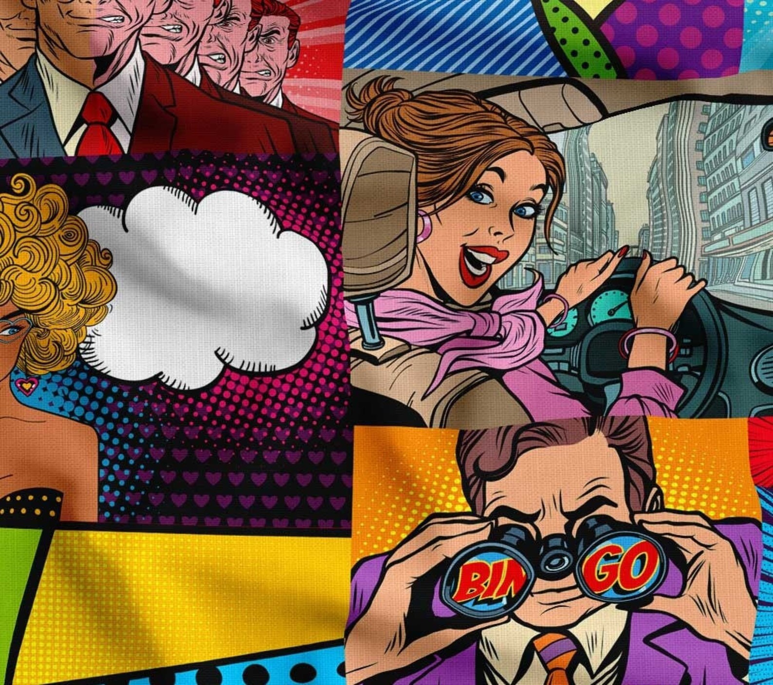 Comic Book Print Fabric, Pop Art, Woman Man Print Upholstery Fabric by ...