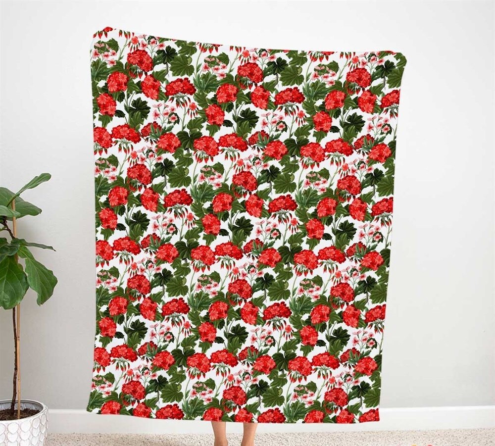 Boho Red Floral Fabric by the Yard, Geranium Flowers Upholstery Fabric ...