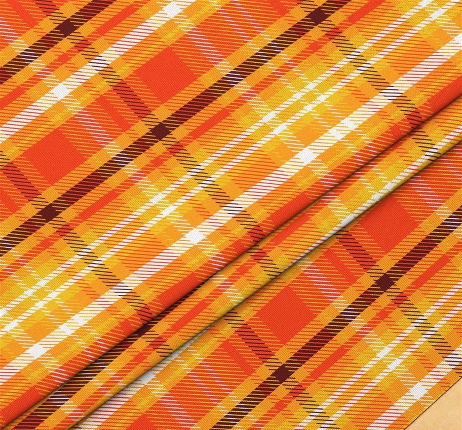 Orange Tartan Fabric – Vibrant Plaid Upholstery, Canvas Print by the ...