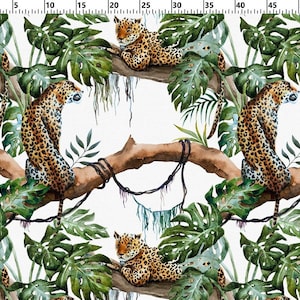 Leopard Jungle Print Fabric, Tula Fabric, Exotic Animals Fabric ...
