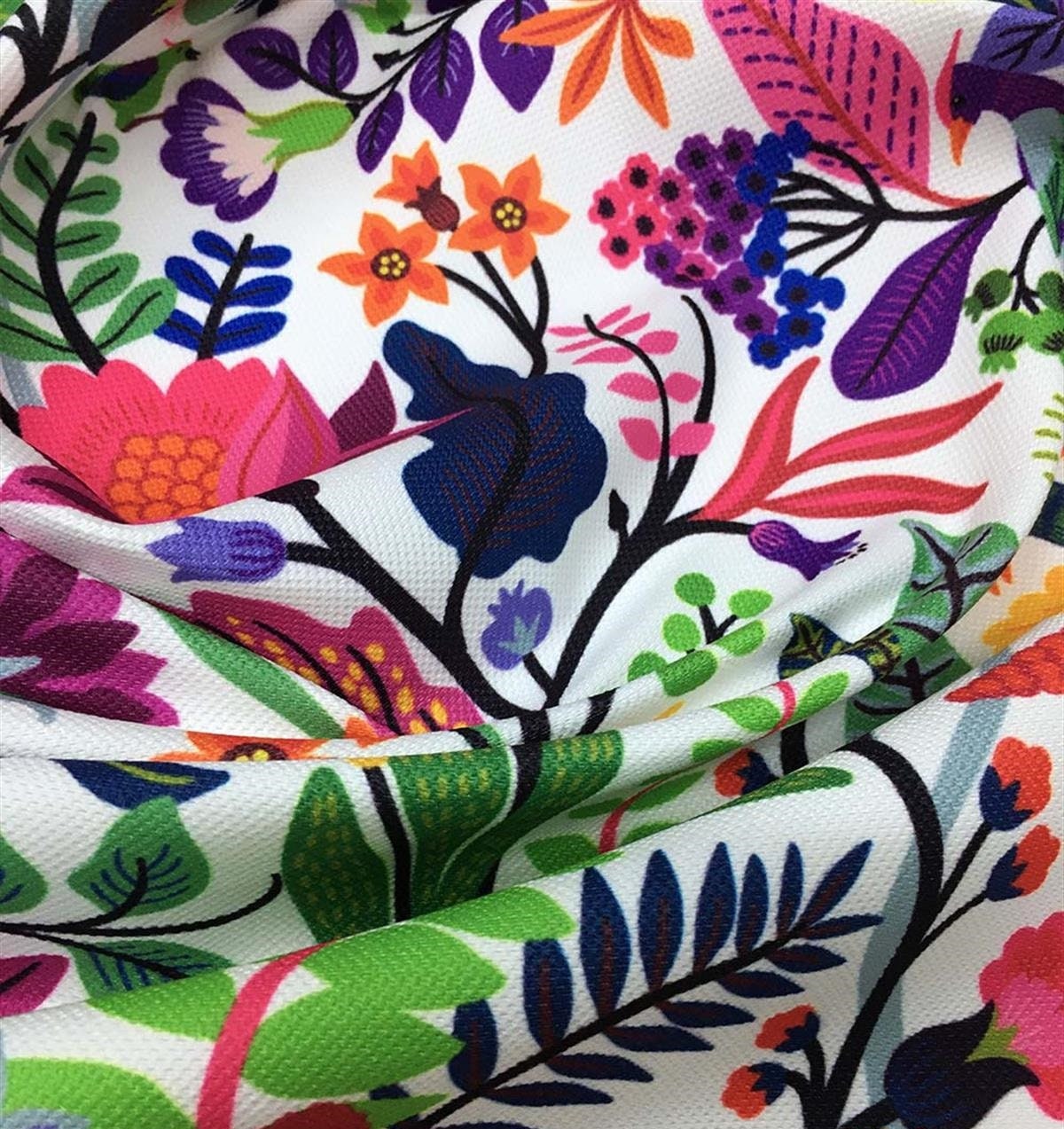 Colorful Mexican Exotic Flowers Fabric, Floral Designer Fabric by the ...