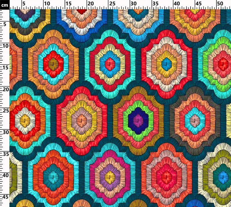Bohemian Moroccan Fabric Colorful Embroidery Look Print - Etsy