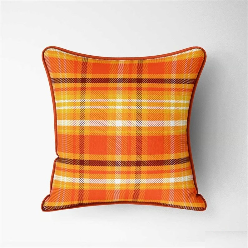 Orange Tartan Fabric – Vibrant Plaid Upholstery, Canvas Print by the ...