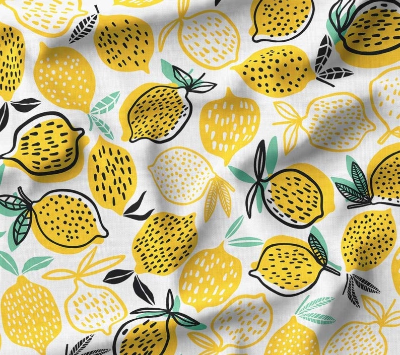 Modern Lemon Print Upholstery Fabric by the Yard, Schumacher Fabric ...