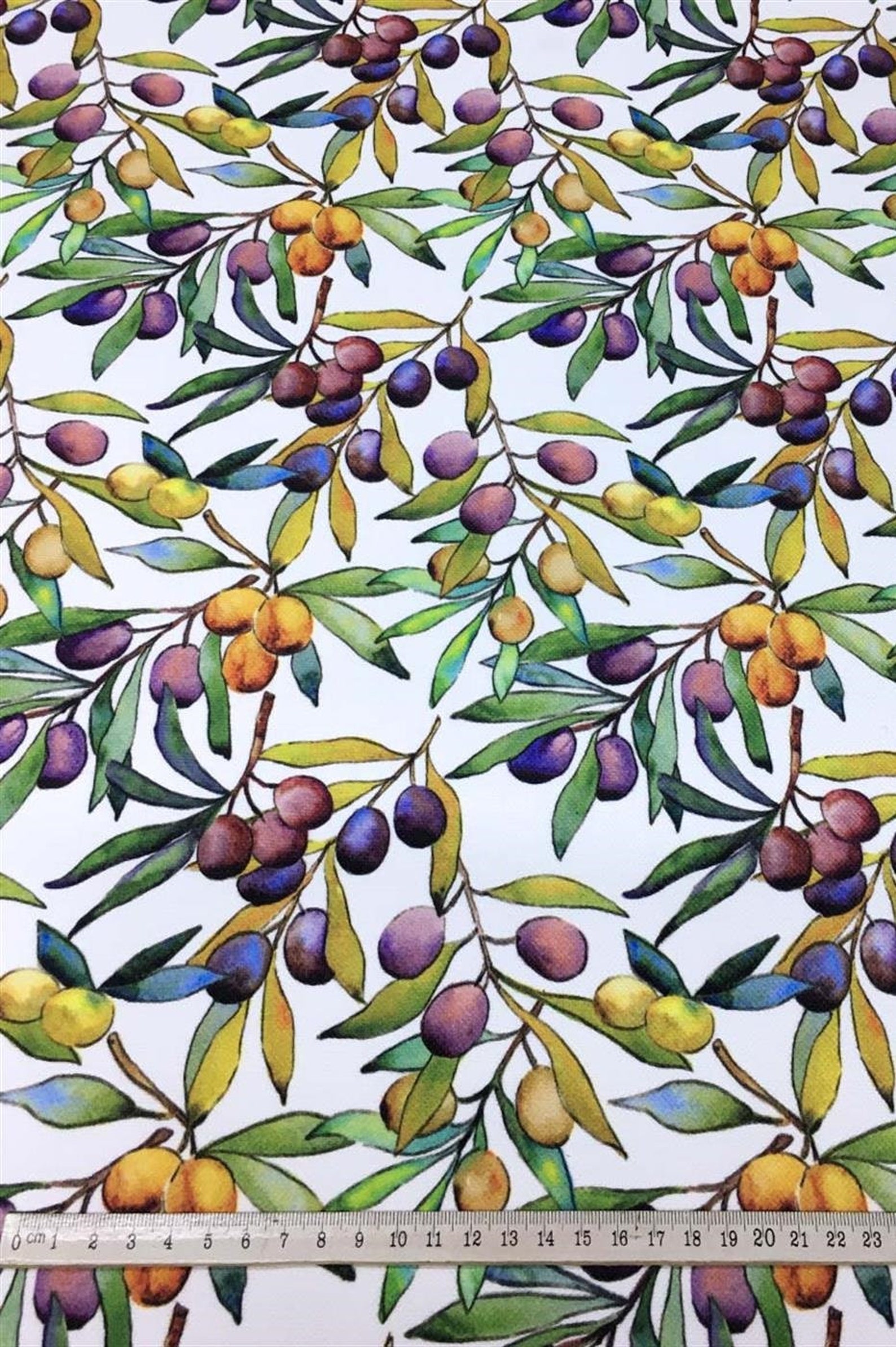 Olive Branches Patterned Upholstery Fabric, Colorful DIY Canvas, by the ...