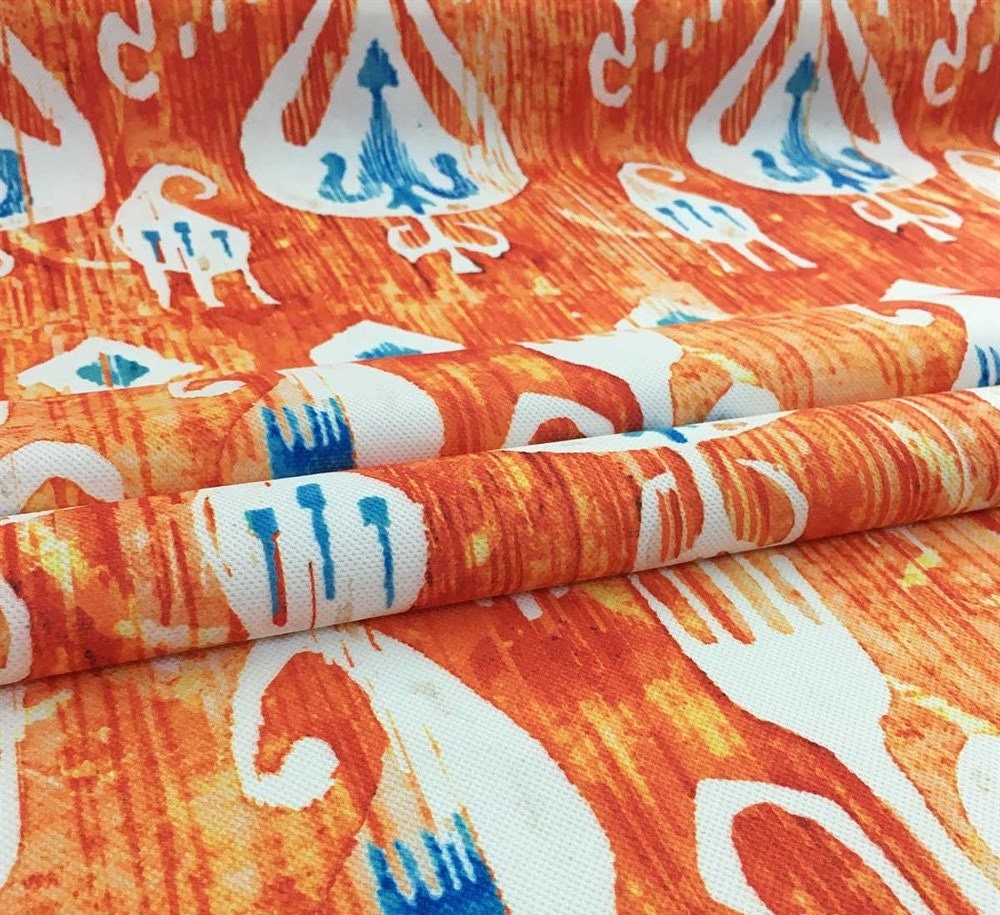 Native American Fabric by the Yard, İkat Fabric, Orange Blue Upholstery ...