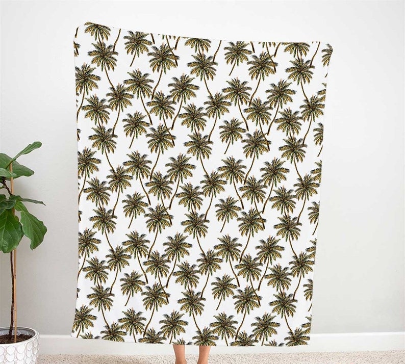 Hawaiian Fabric, Vintage Tropical Palm Trees Fabric, Designer Fabric by ...