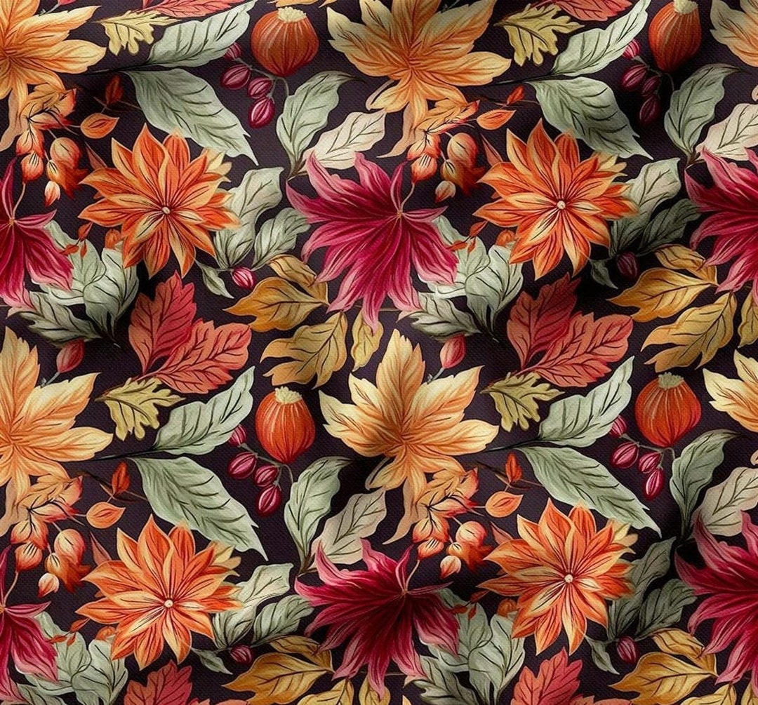 Autumn Leaves Fabric - Variegated Leaves Upholstery Fabric by the Yard, With Fall İnspiration ...