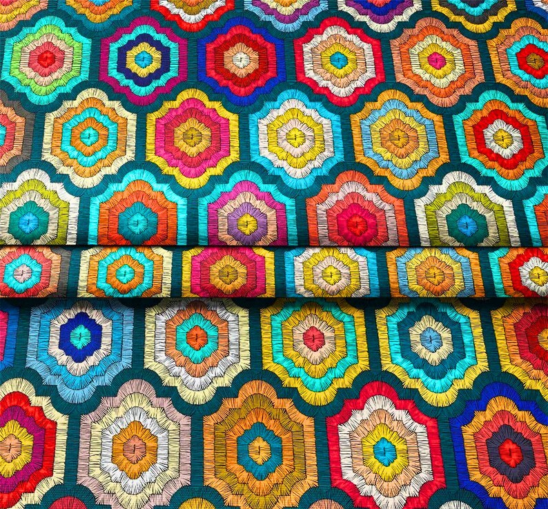 Bohemian Moroccan Fabric Colorful Embroidery Look Print - Etsy