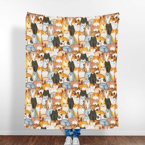 Cat Fabric by the Yard, Pop Art Colorful Cute Cat Print Fabric ...