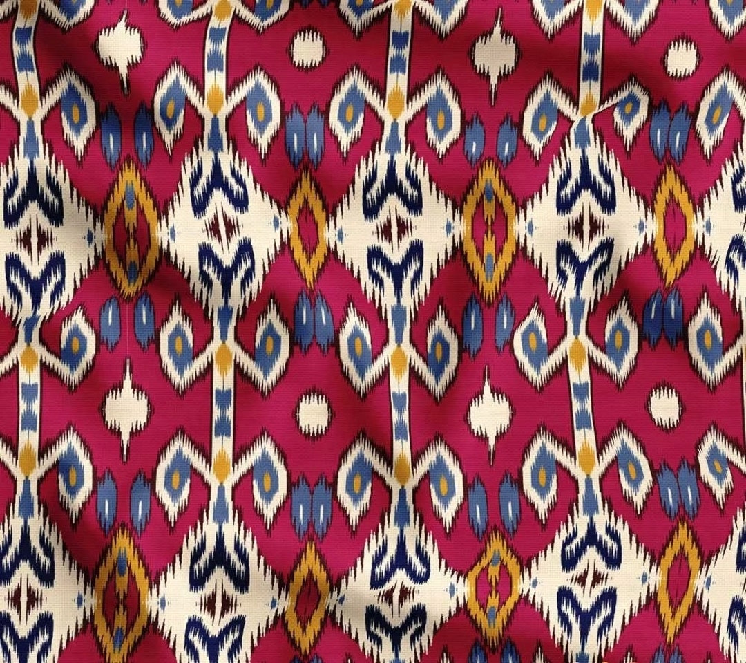 İndonesian Ikat Upholstery Fabric by the Yard - Ruby Red Ethnic ...