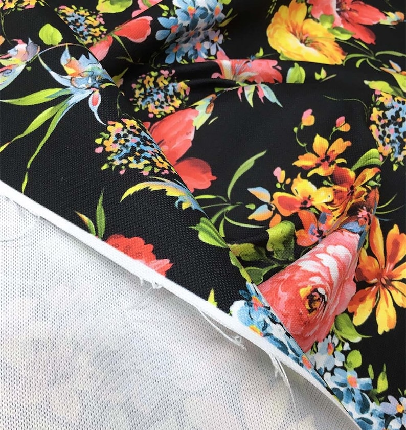 Boho Floral Fabric, Vibrant Colored Flowers Upholstery Fabric, Colorful ...