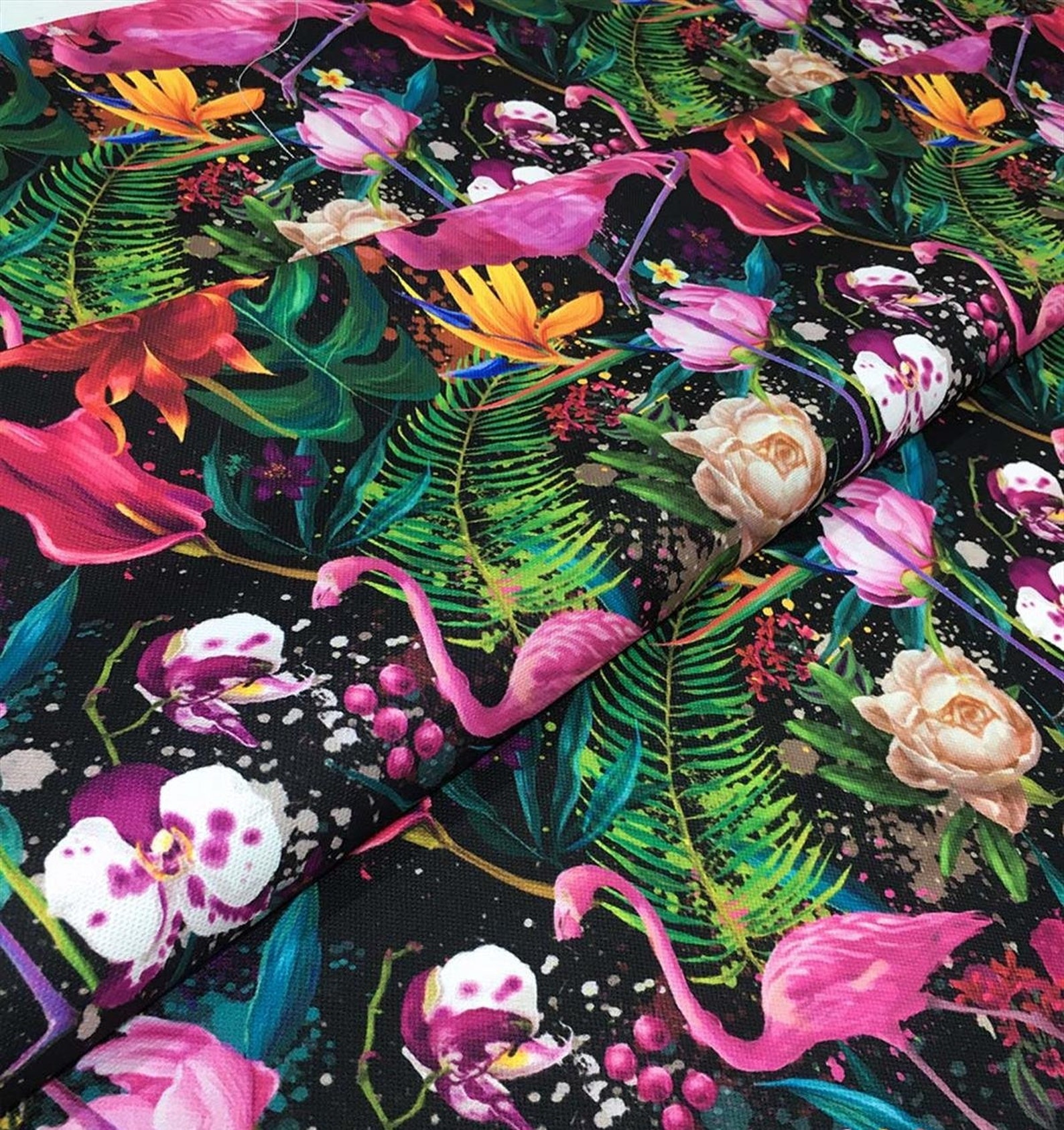 Tropical Flowers and Flamingo Pattern Fabric, Tula Pink Fabric ...