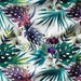 Tropical Upholstery Fabric, Turquoise Purple Leaves Flowers Fabric ...