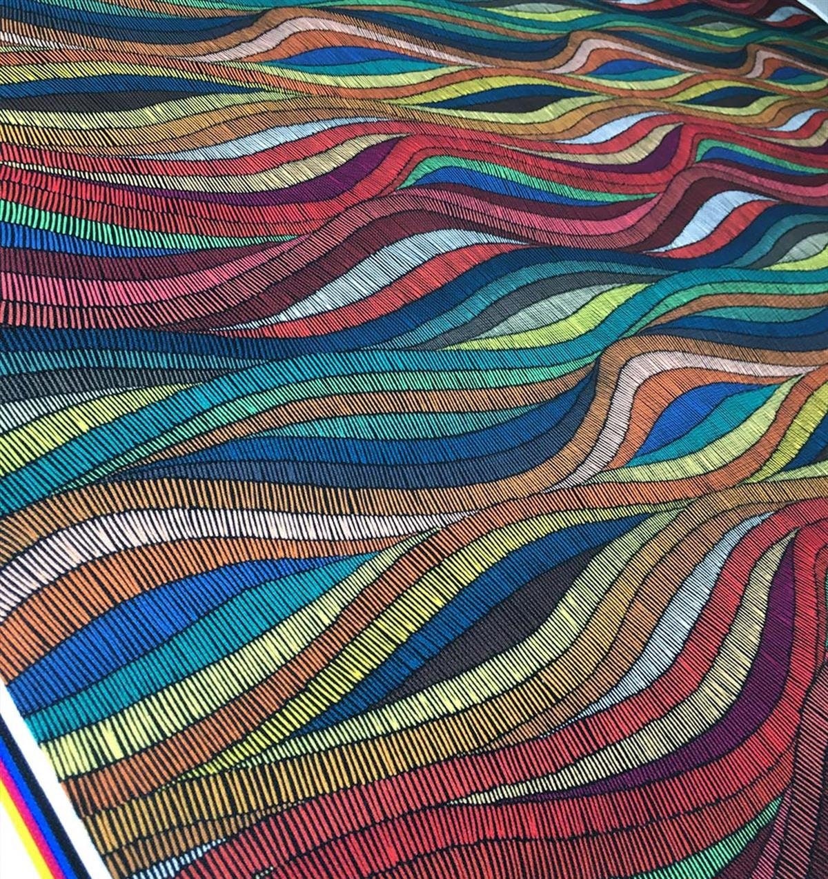 Colorful Embroidery Look Print Fabric by the Yard, Bohemian Moroccan ...