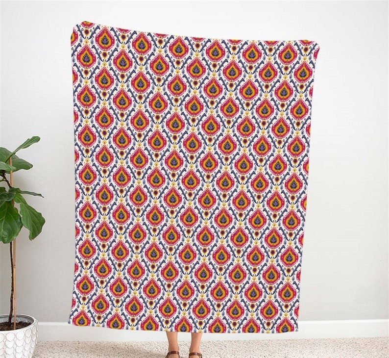 Red Ikat Fabric by the Yard Southwest Bohemian Style Ikat - Etsy