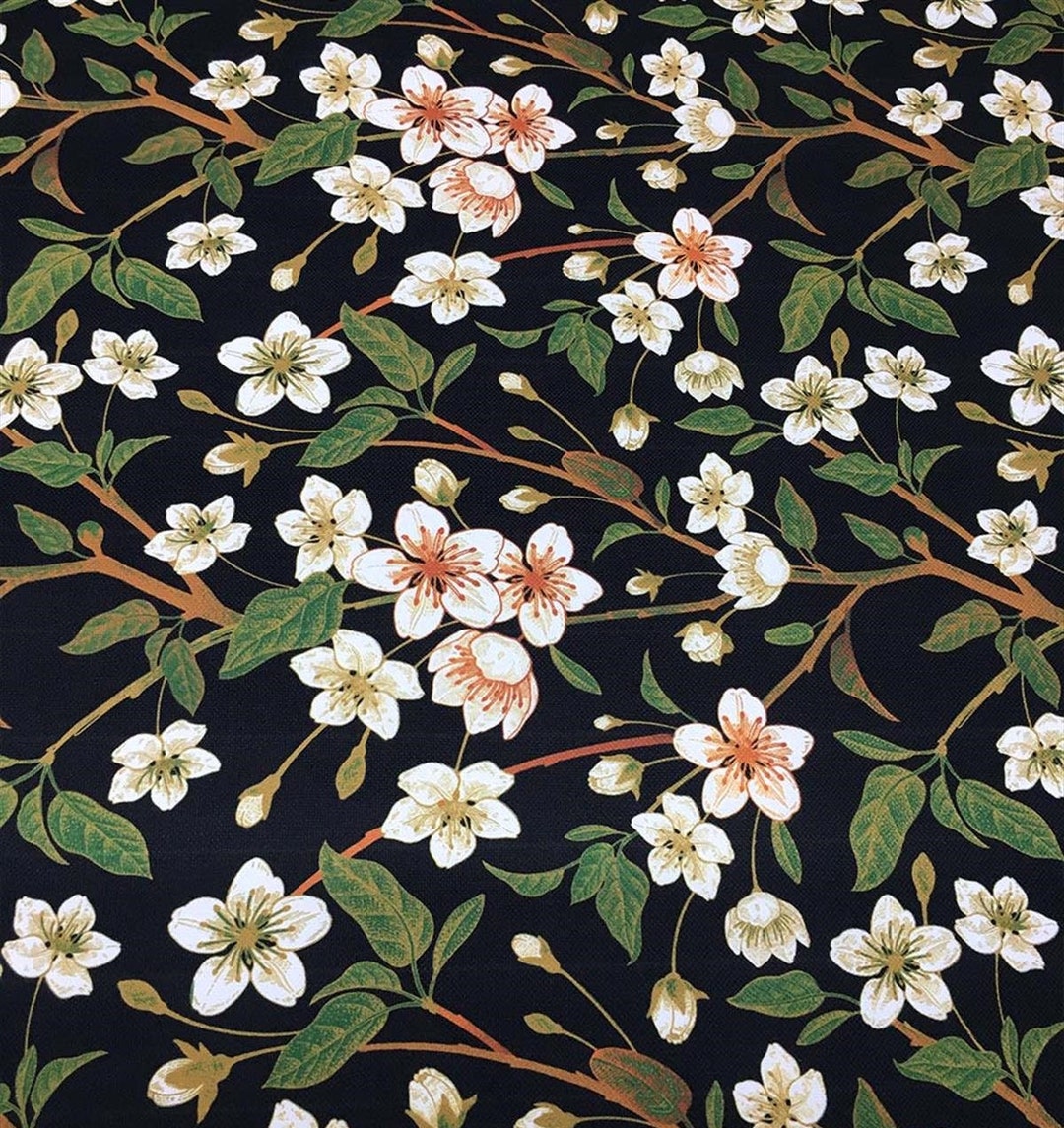 Japanese Cherry Blossom Upholstery Fabric, Oriental Japanese Flowers ...