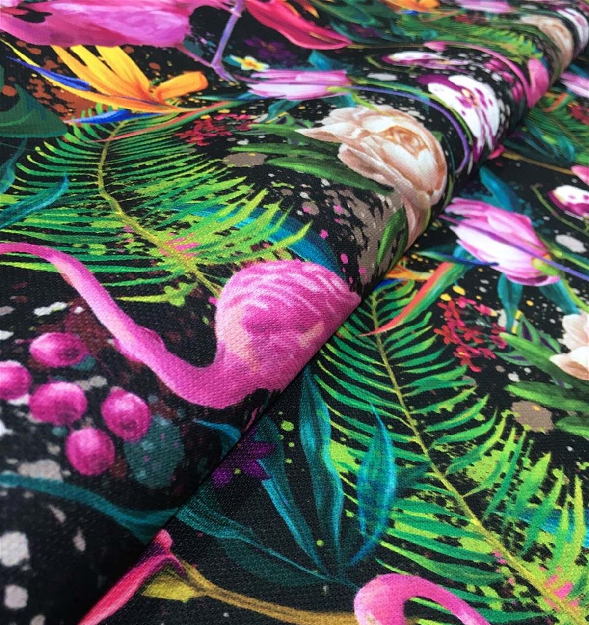 Tropical Flowers and Flamingo Pattern Fabric, Tula Pink Fabric ...