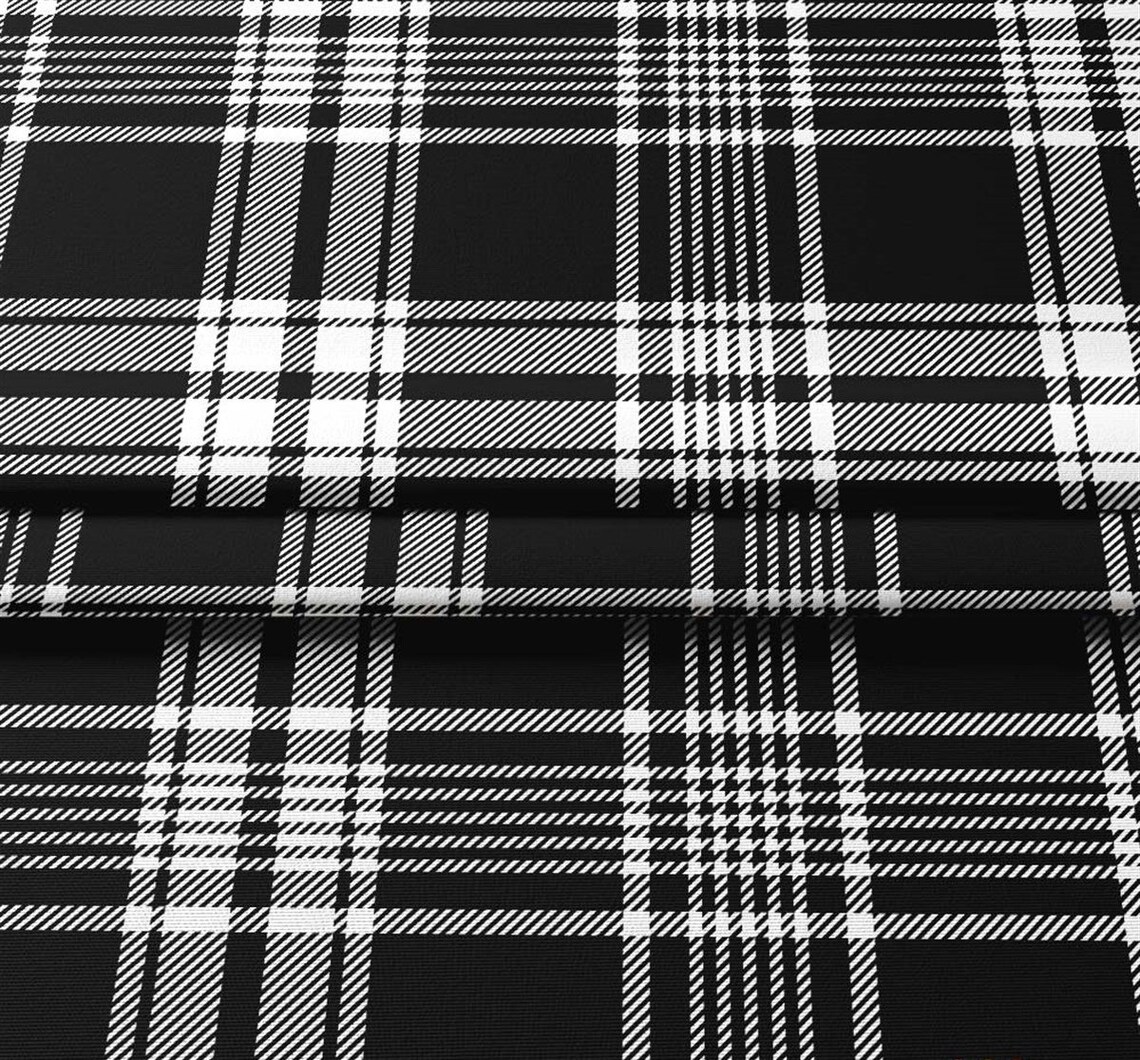 Black White Plaid Fabric Tartan Fabric by the Yard - Etsy