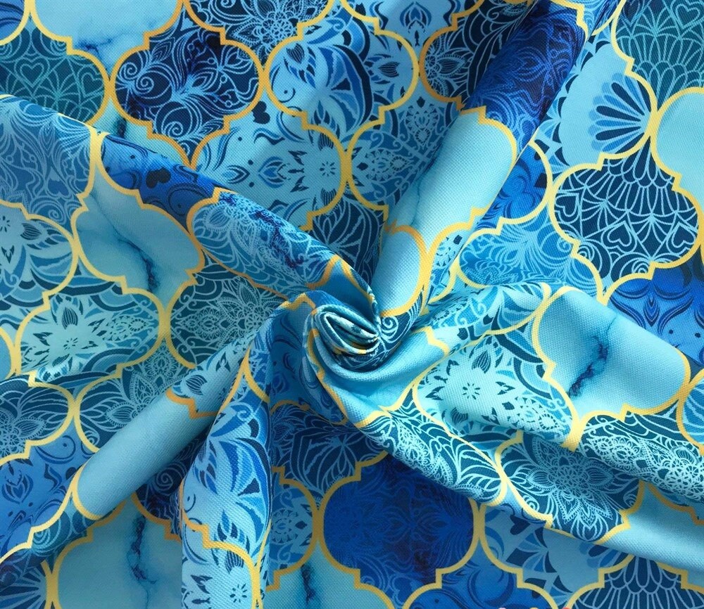 Moroccan Fabric, Blue Turquoise Teal Color Fabric, Morocco Oriental ...