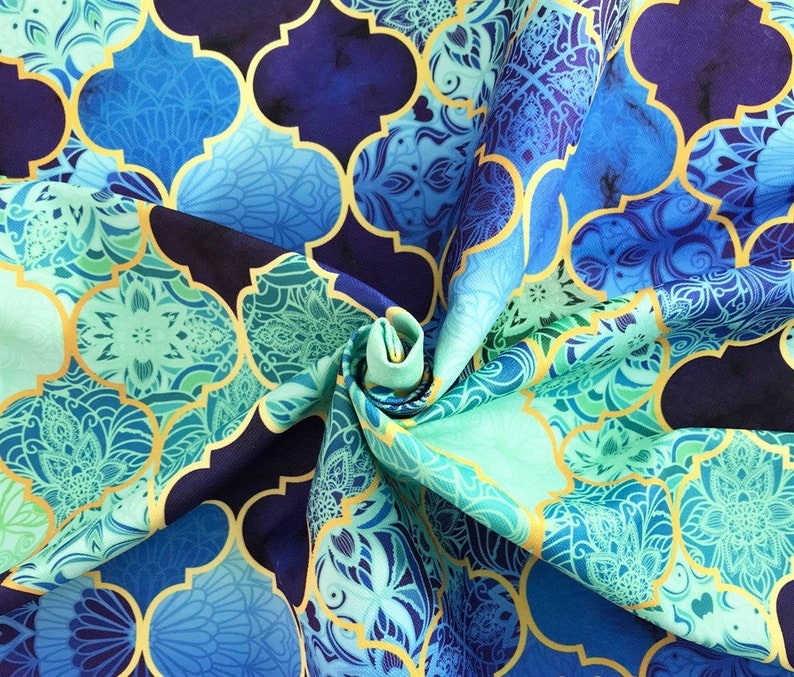 Blue Moroccan Fabric, Cobalt Blue and Aqua Decorative Moroccan Tiles ...