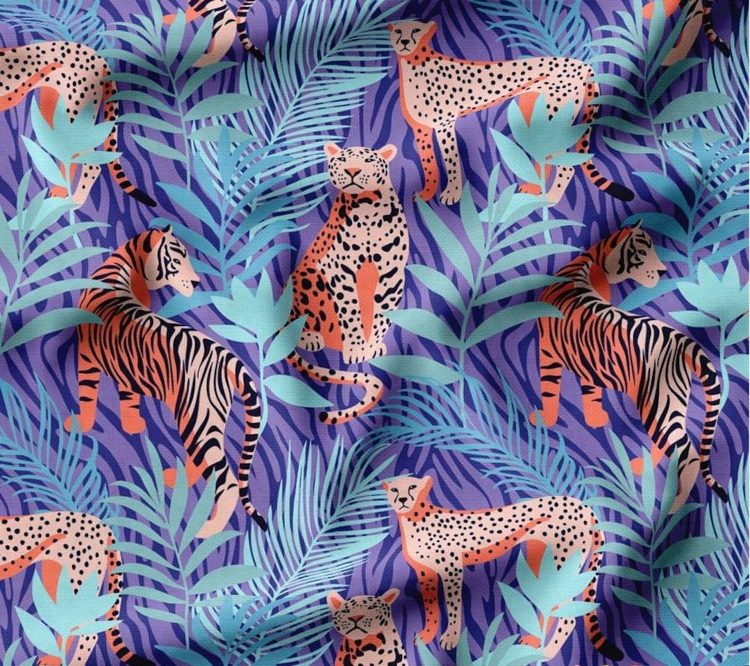 Cheetah Leopard and Tiger Print Fabric, Tula Pink Fabric, Upholstery ...