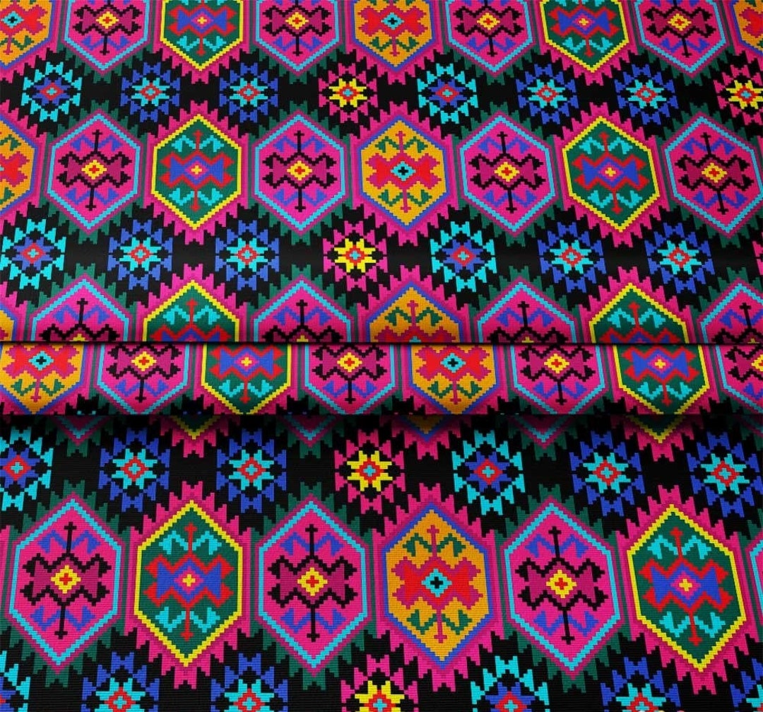 Bohemian Moroccan Fabric, Designer Fabric by the Yard, Vivid Colorful ...