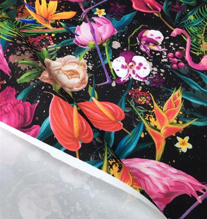 Tropical Flowers and Flamingo Pattern Fabric, Tula Pink Fabric ...