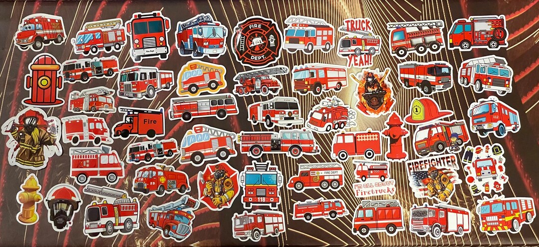 50 Pieces Bundle Pack Firetruck Stickers High Glossy Finish - Etsy