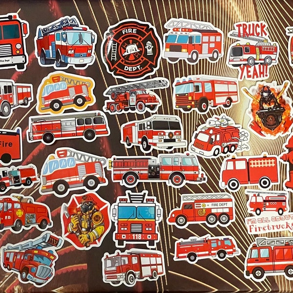 Kids Firetruck Stickers - Etsy