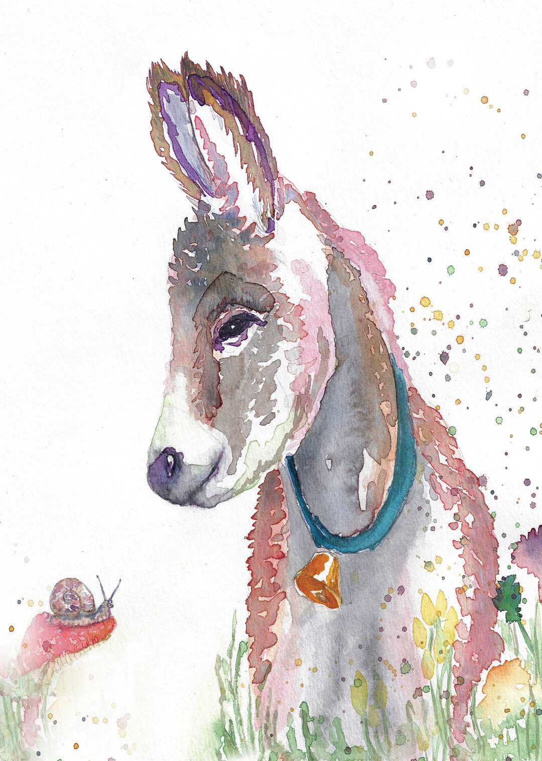 Donkey and Snail Art Print - Watercolour - Nursery Art 'making Friends ...