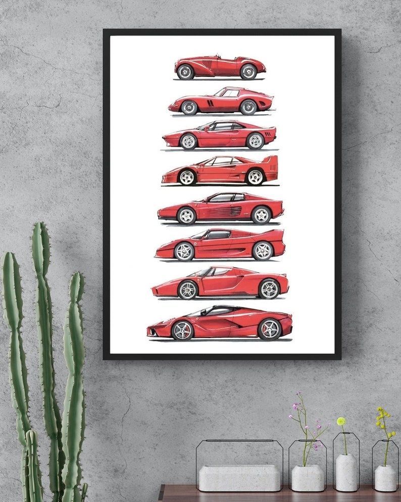 Ferrari Evolution Poster Wall Art Picture - Etsy
