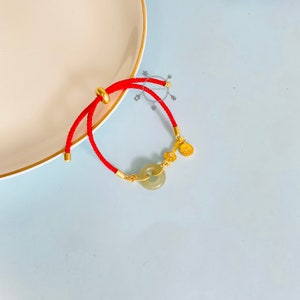 Red String Bracelet, Wada Jade Ring Bracelet, Red Lucky Wish Bracelet ...