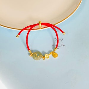 Red String Bracelet, Wada Jade Ring Bracelet, Red Lucky Wish Bracelet ...