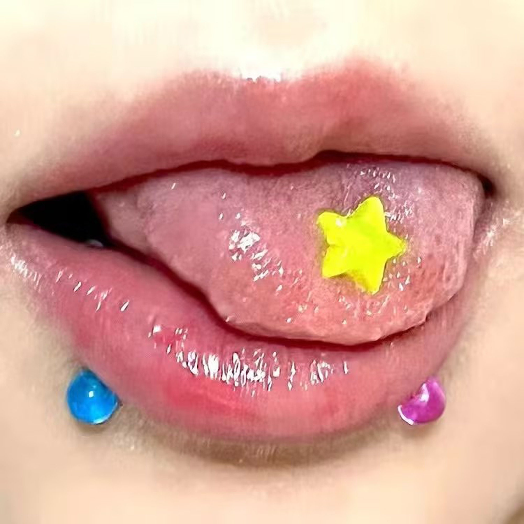 Pentagram Tongue Nail Colorful Star Tongue Nail Luminous - Etsy