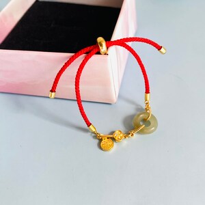 Red String Bracelet, Wada Jade Ring Bracelet, Red Lucky Wish Bracelet ...