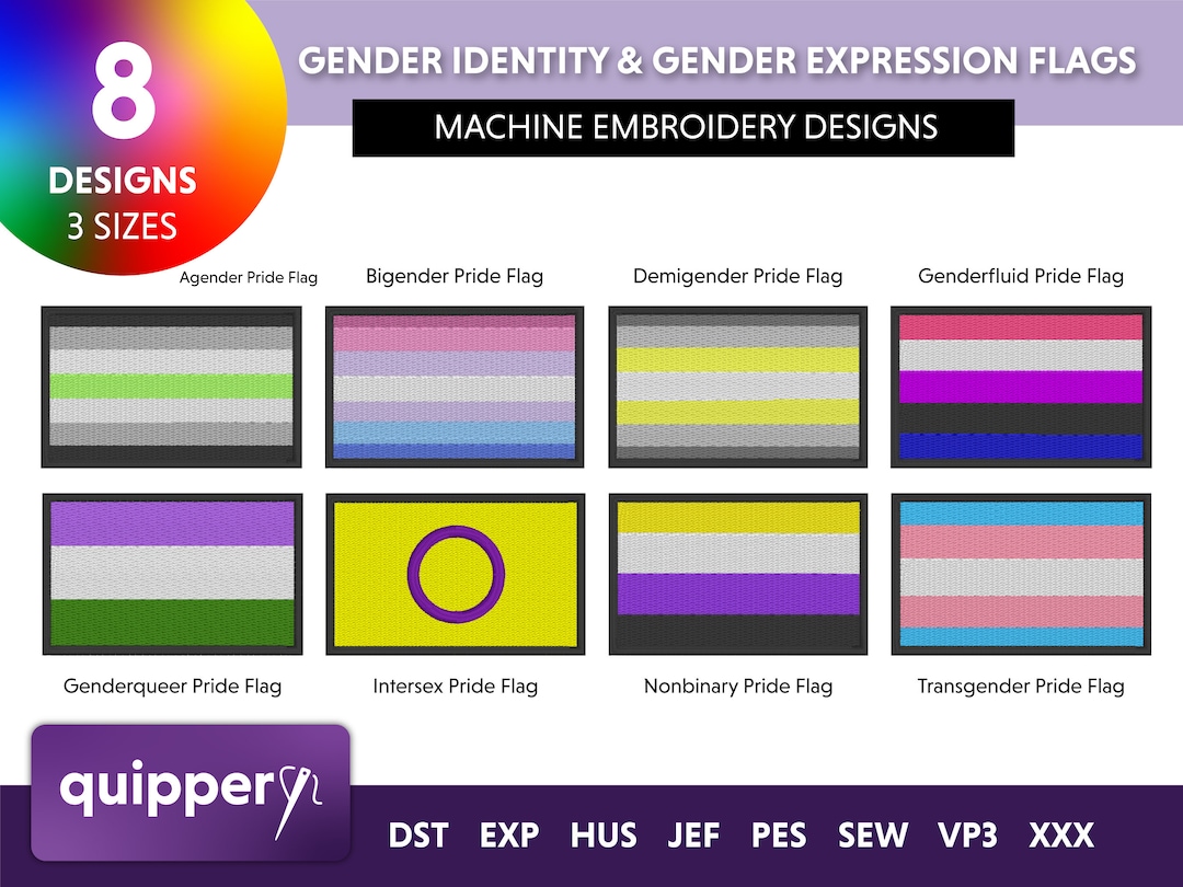 Gender Identity Flags Machine Embroidery Design Transgender Flag ...
