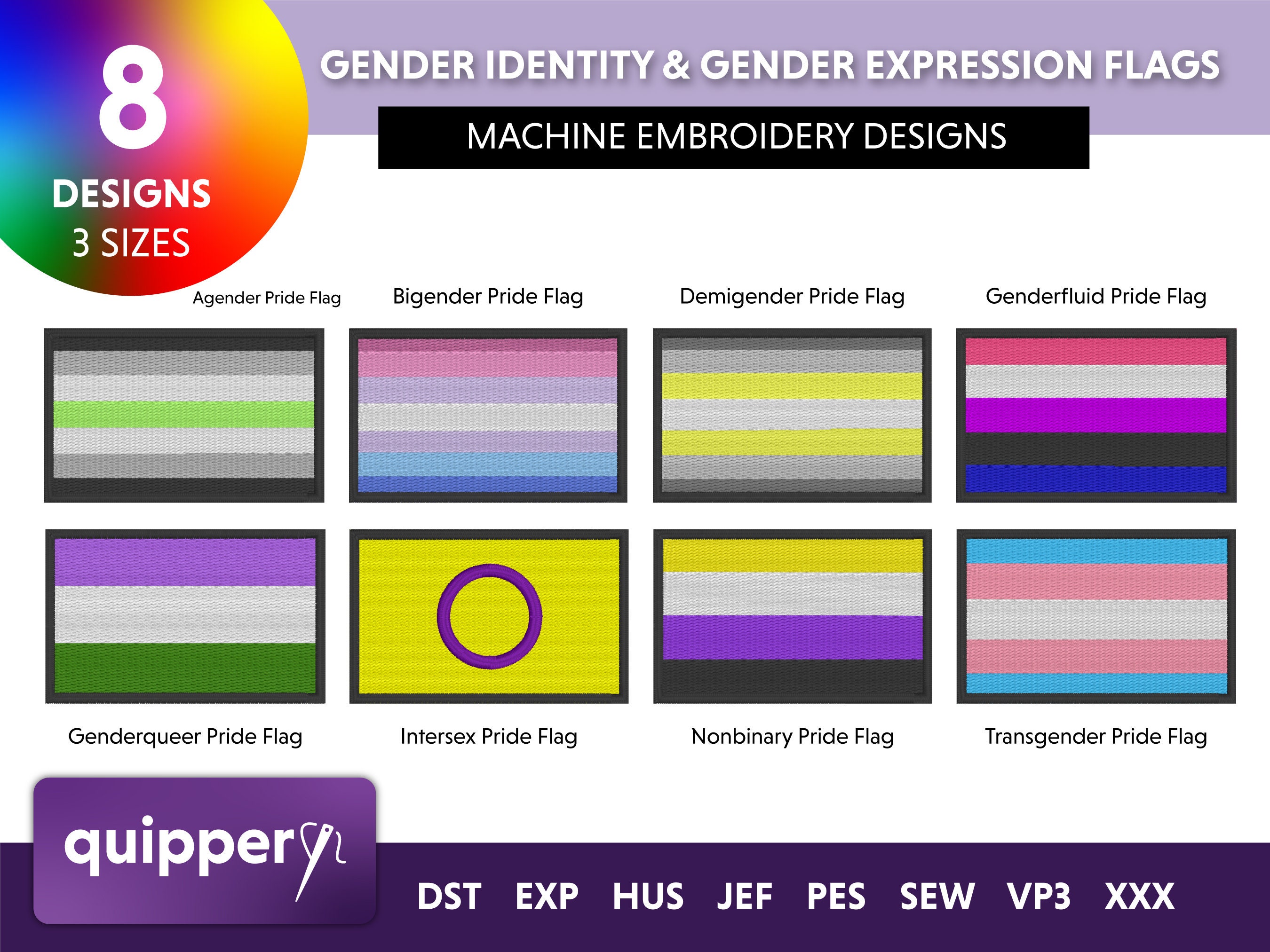 Gender Identity Flags Machine Embroidery Design Transgender Flag ...