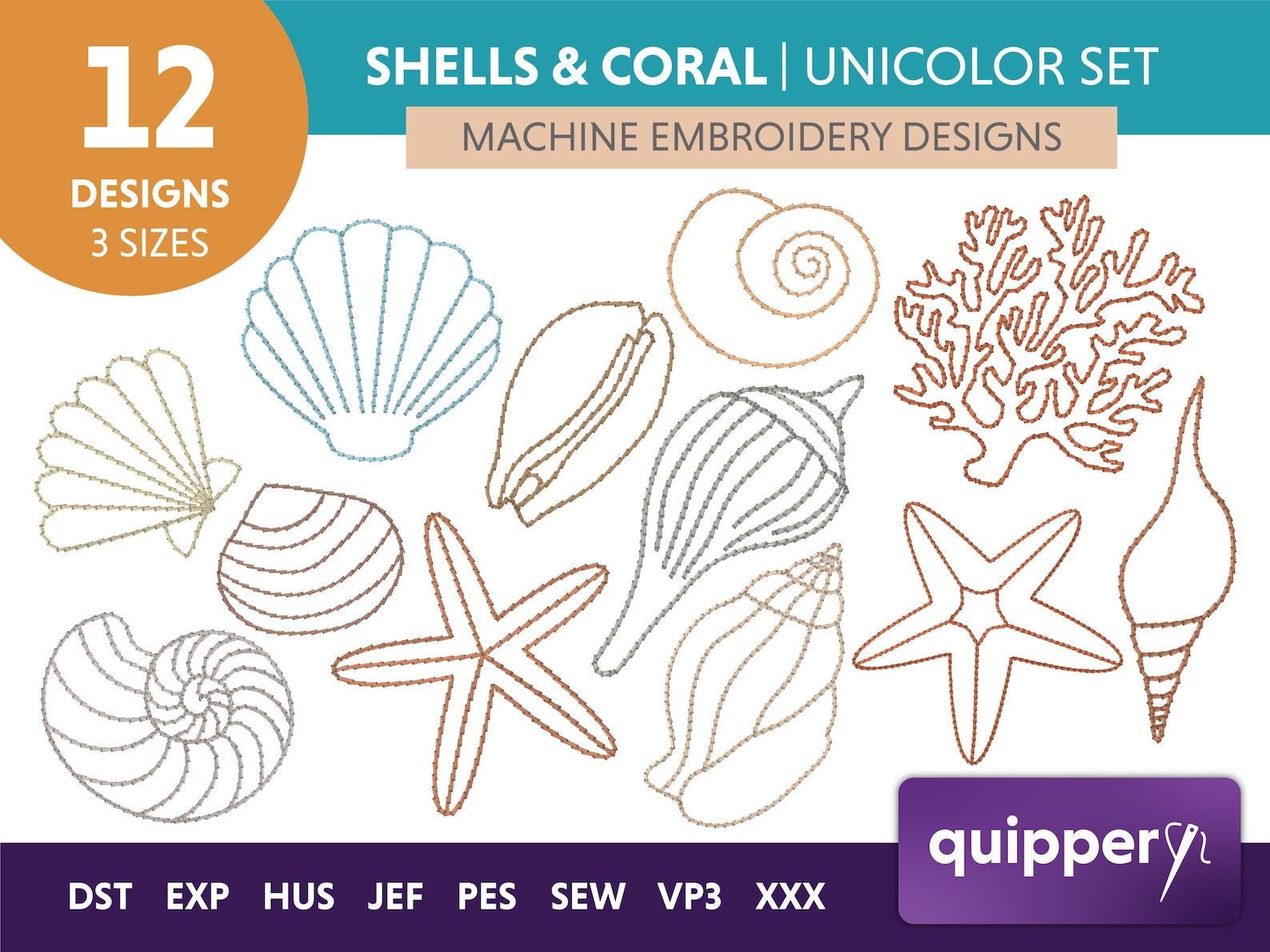 Beach Creations Machine Embroidery Designs Boho Decor Clam - Etsy