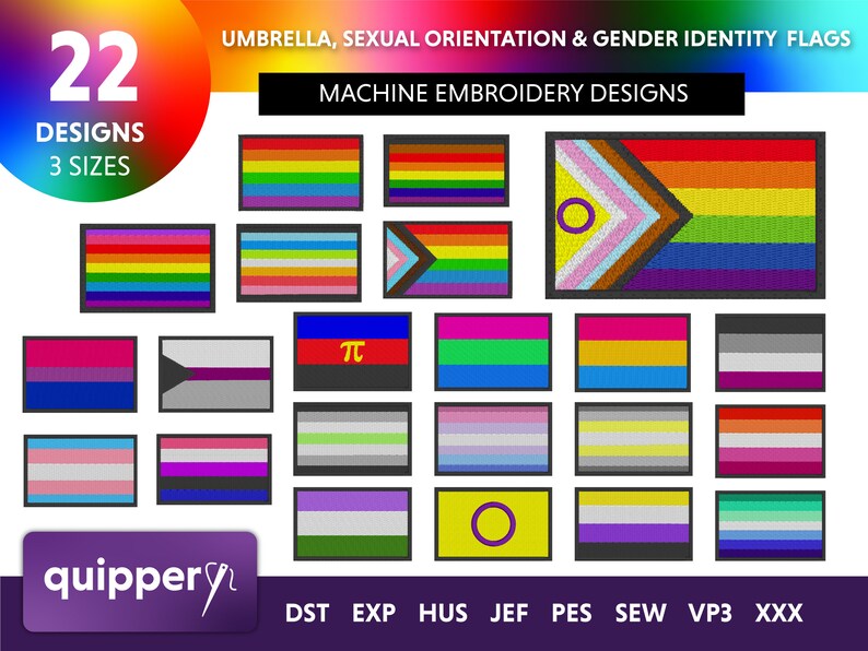 LGBTQ Pride Flags Machine Embroidery Designs Umbrella Flags - Etsy Canada