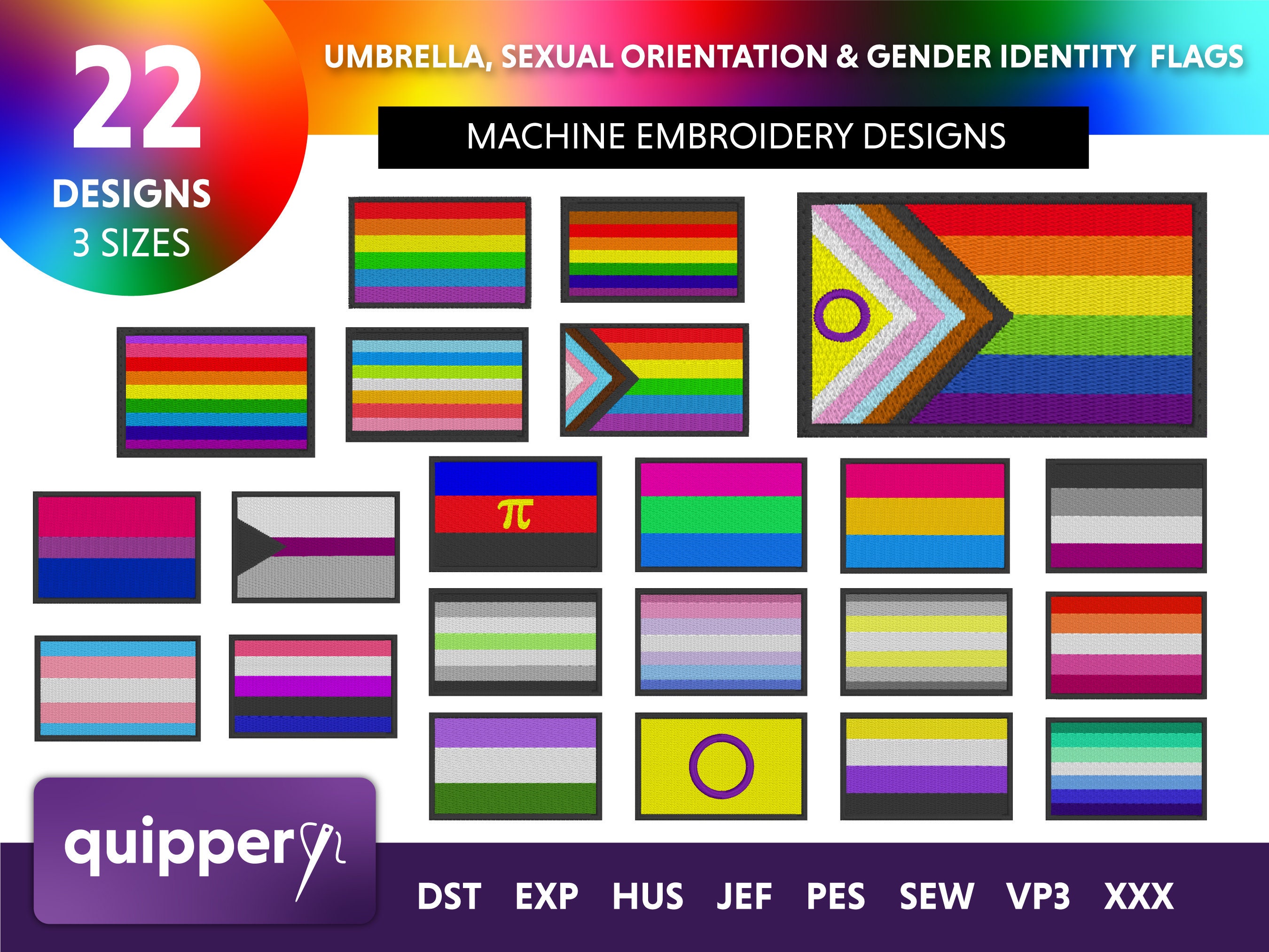 LGBTQ+ Pride Flags Machine Embroidery Designs (digital Product) - Etsy ...