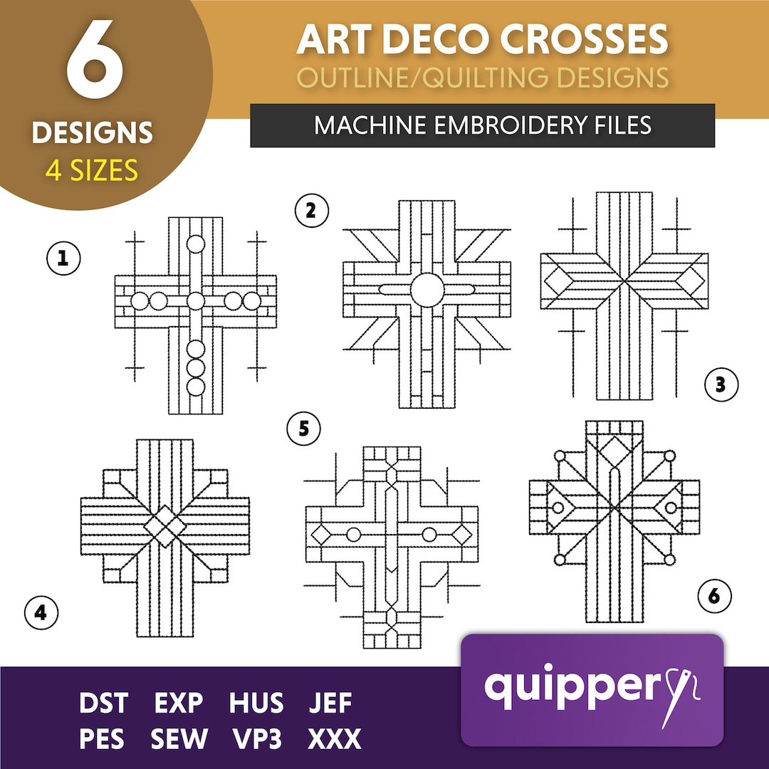 Art Deco Crosses Machine Embroidery Designs: Quilting Cross Stitch (6 ...