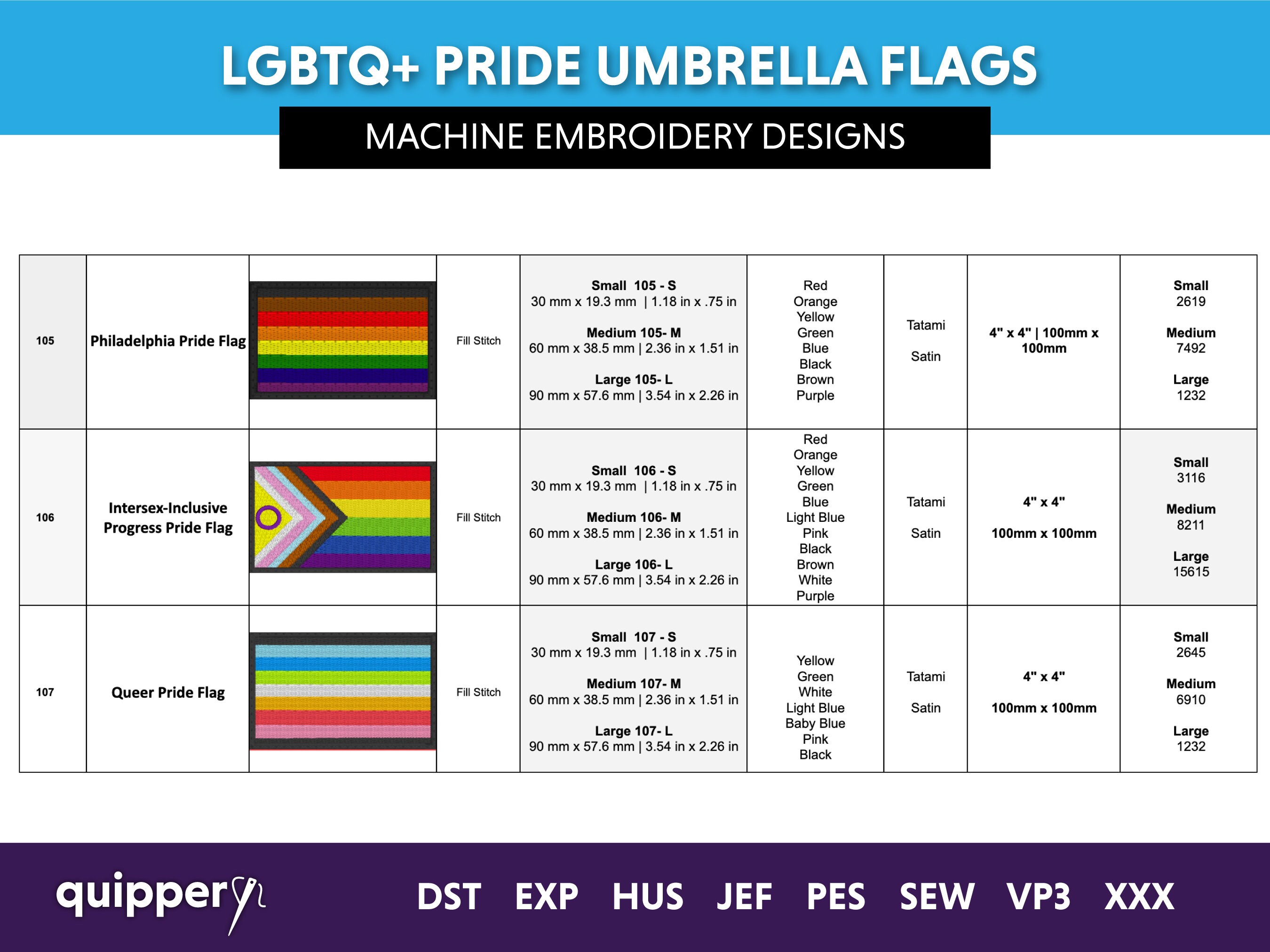LGBTQ Pride Flags Machine Embroidery Designs Umbrella Flags - Etsy Australia