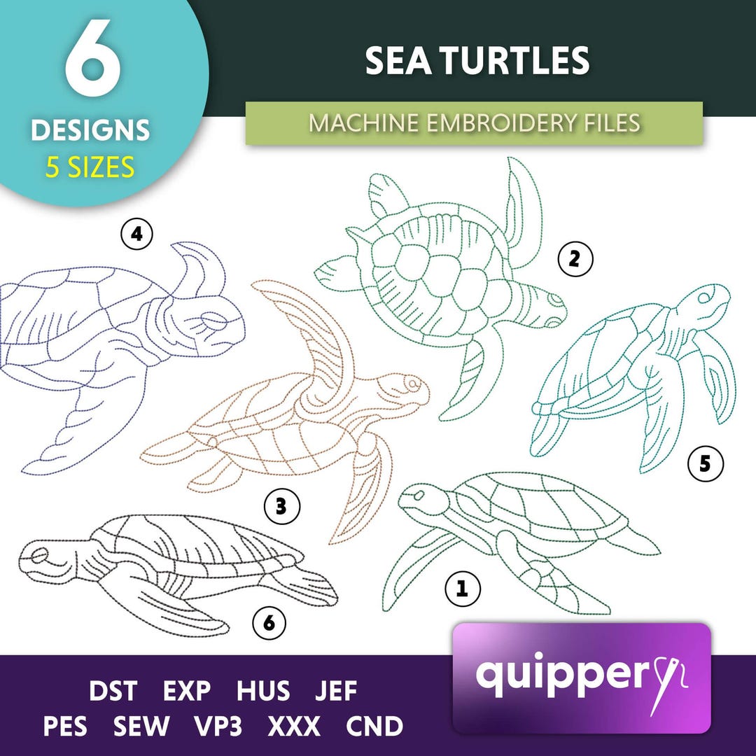 Sea Turtle Embroidery Designs: Marine Life Stitch Patterns (digital ...
