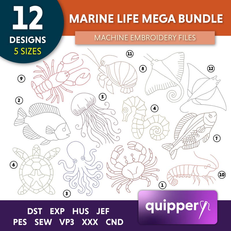 Sea Life Embroidery - Etsy