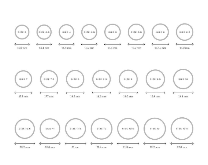 International Ring Size Conversion Chart: Printable Table (instant ...