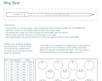Printable Ring Sizer | Ring Size Inches | Printable Measuring Tool ...