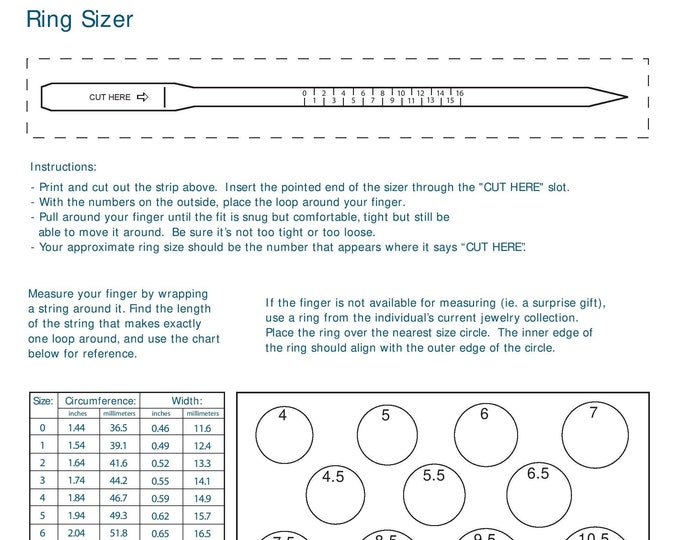 Printable Ring Sizer Accurate Ring Size Finder Measuring Tool ...