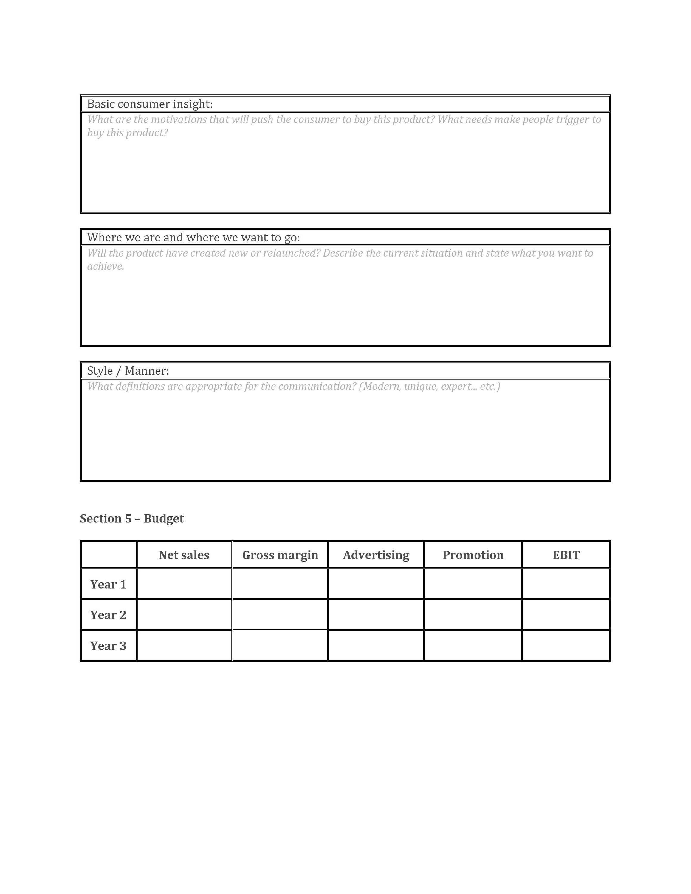 New Product Brief Template|product Brief Planner|product Design Brief ...
