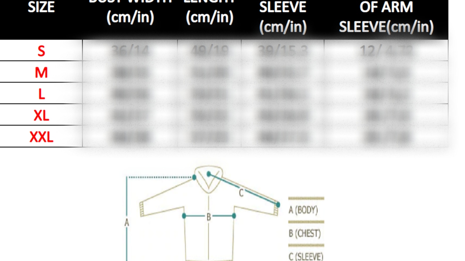 Sweater Size Chart | Crochet Sweater Size Chart | Pullover Size Chart ...